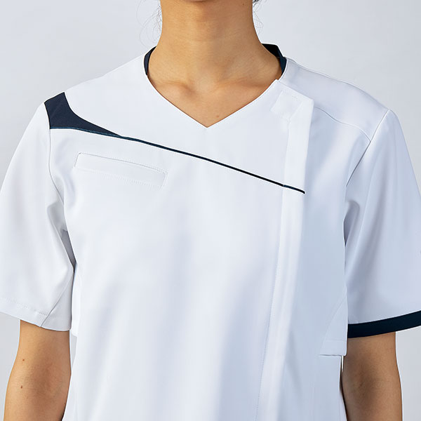 【2026年廃番予定商品-モンブラン/アシックス-CHM854-0140】メンズジャケット(ホワイト×グレー)【ソフトラチネ】 [医療白衣ユニフォーム.com]