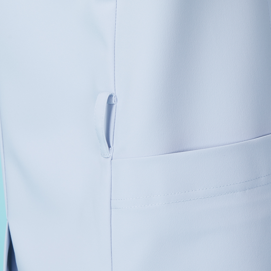 【KAZEN/株式会社アプロンワールド-760-46】メンズジャケット半袖（グレー×ホワイト）【ストレッチセンサー】 [医療白衣ユニフォーム.com]