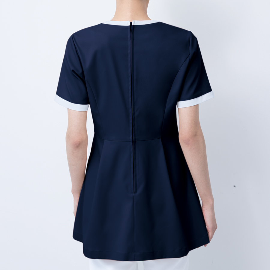 【2025年最新白衣-KAZEN/カゼン-KZN316-40】BIANCAレディースチュニック（シャンパーニュ×ホワイト）【コンフォートストレッチツイル】 [医療白衣ユニフォーム.com]