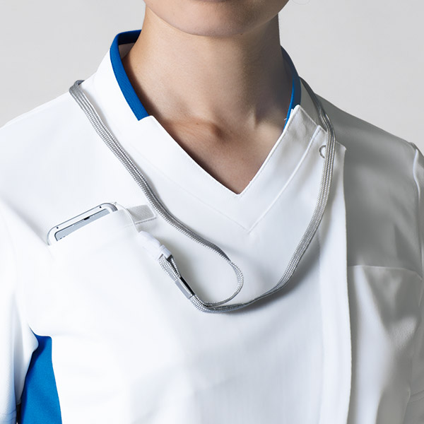 【KAZEN/株式会社アプロンワールド-038-22】メンズスクラブ（ホワイト×グリーン）【ソフトトリコット】 [医療白衣ユニフォーム.com]