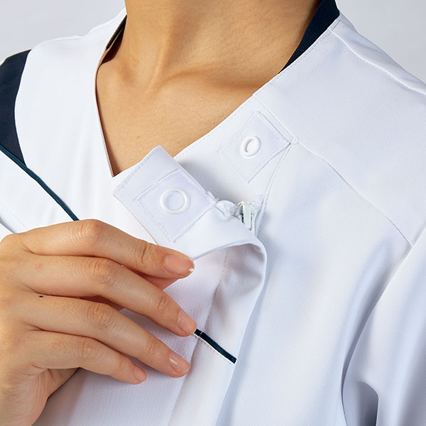 【モンブラン/アシックス-CHM854-0140】メンズジャケット(ホワイト×グレー)【ソフトラチネ】 [医療白衣ユニフォーム.com]