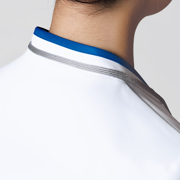 【KAZEN/株式会社アプロンワールド-038-22】メンズスクラブ（ホワイト×グリーン）【ソフトトリコット】 [医療白衣ユニフォーム.com]