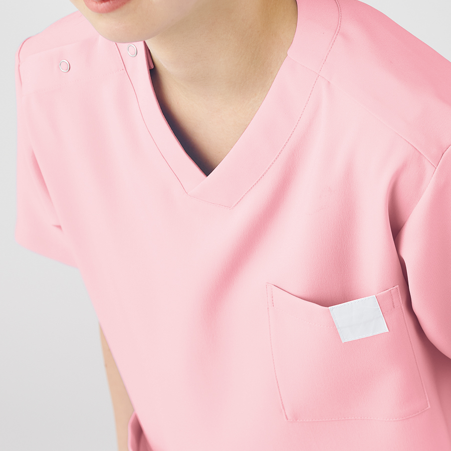 【2025年最新白衣-MONTBLANC/モンブラン-MS005-91】男女兼用スクラブ（スノーグレー）【ストレッチツイル】 [医療白衣ユニフォーム.com]