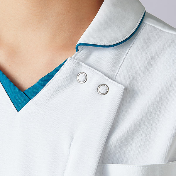 【MONTBLANC/モンブラン-73-2284】レディーススクラブ（ターコイズ×ネイビー）【ハイパーストレッチトリコット】 [医療白衣ユニフォーム.com]