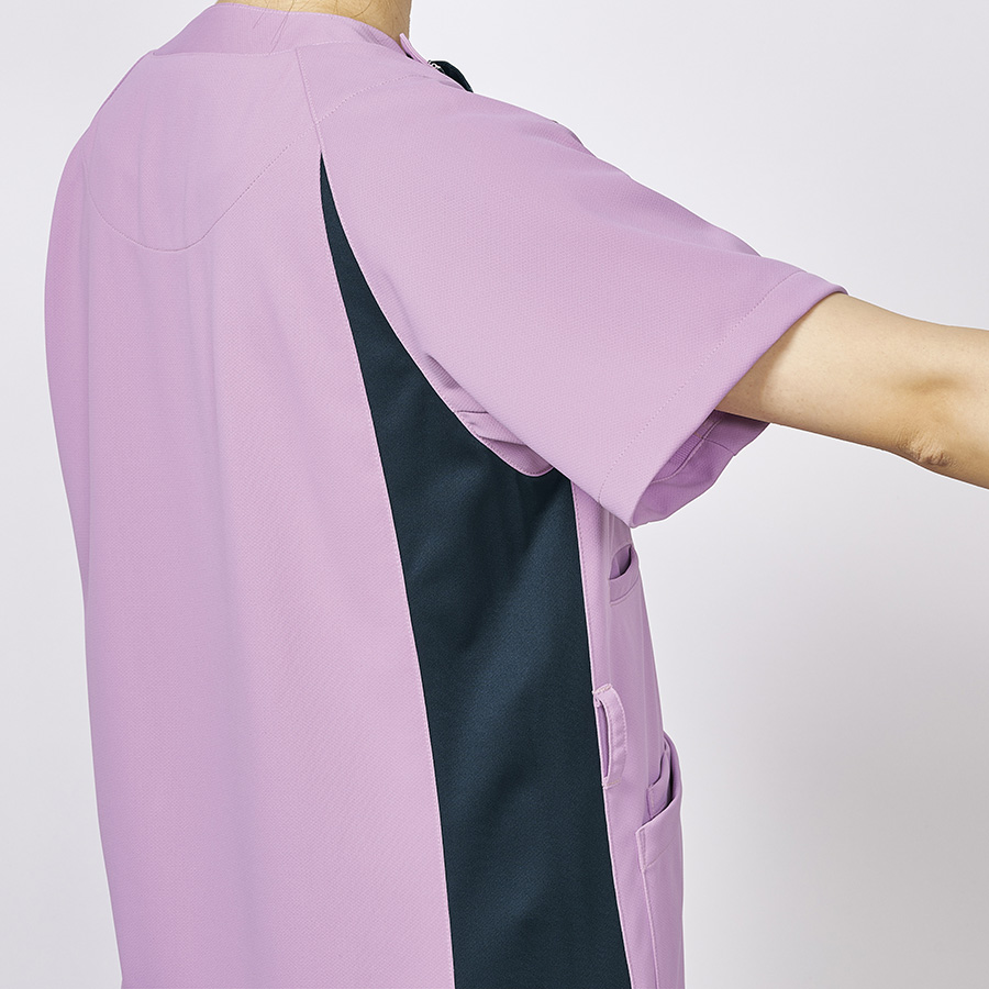 【Mizuno-ミズノ-MZ-0240-C1】男女兼用スクラブ（ホワイト×ネイビー）【コネクト（トリコット）/カチオントリコット】 [医療白衣ユニフォーム.com]