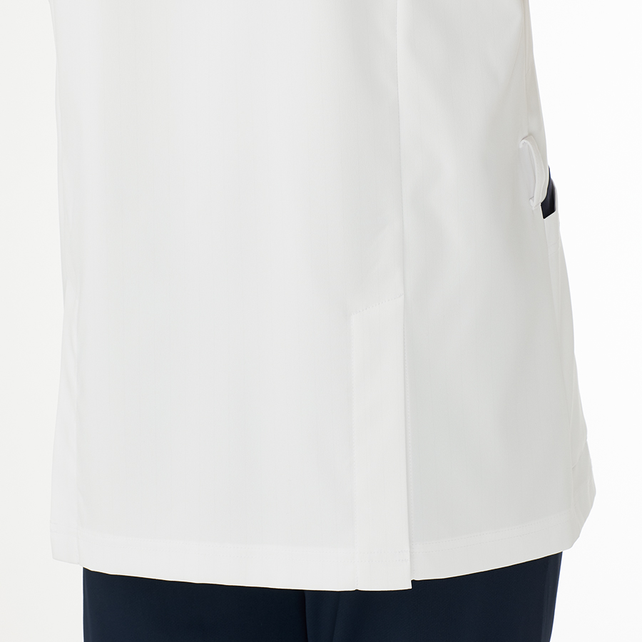 【KAZEN/カゼン-KZN706-49】男女兼用スクラブジャケット半袖（カーキ×ネイビー）【コンフォートストレッチツイル】 [医療白衣ユニフォーム.com]