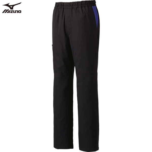 【Mizuno-ミズノ-MZ-0074-C10】男女兼用ストレッチスクラブ総ゴムパンツ（ブラック×ネイビー）【ストレッチツイル】 [医療白衣ユニフォーム.com]