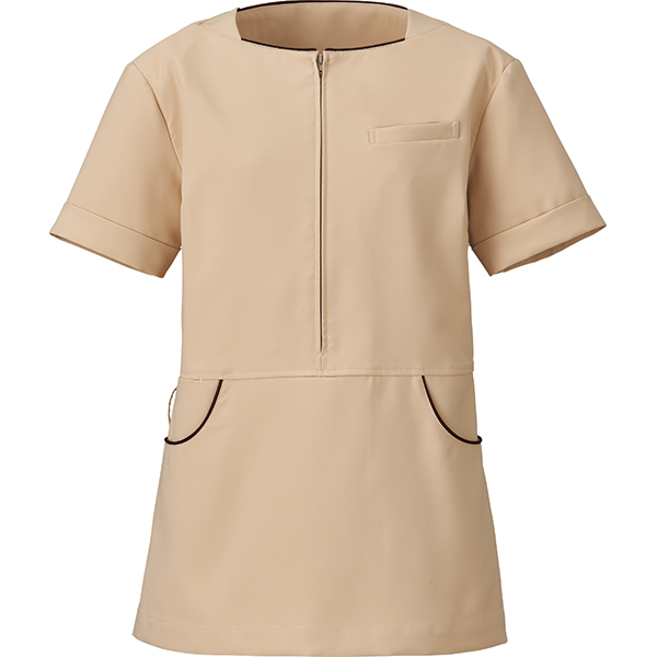 【KAZEN/株式会社アプロンワールド-KZN312-C16】BIANCAレディースプルオーバー（ベージュ）【デルタ】 [医療白衣ユニフォーム.com]