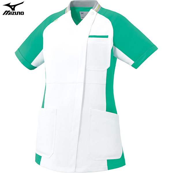 【Mizuno-ミズノ-MZ-0401-C6】レディースファスナースクラブ（グリーン）【コネクト/カチオントリコット】 [医療白衣ユニフォーム.com]